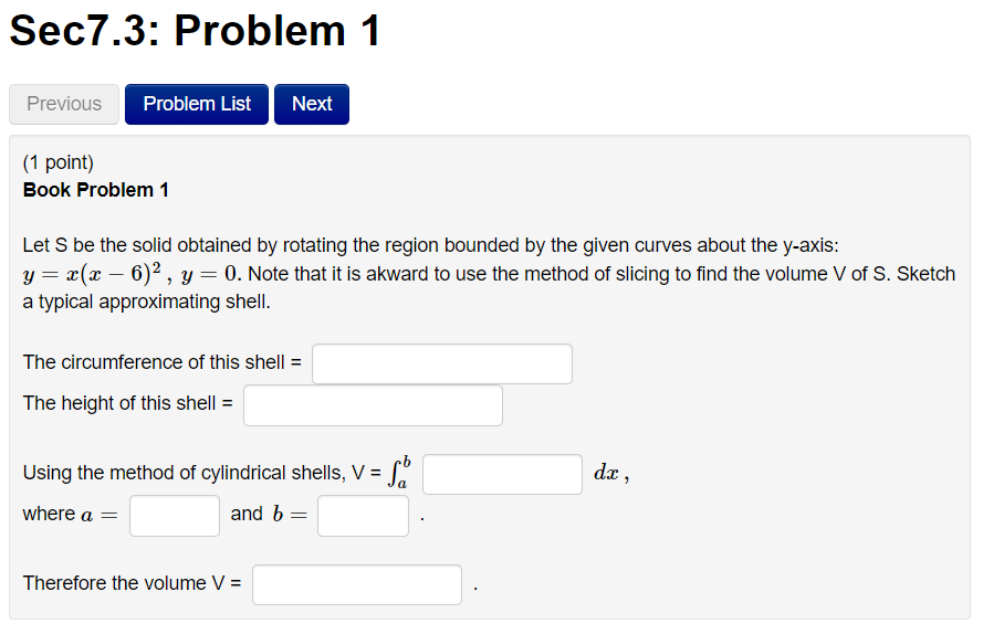 Solved Sec7.3: Problem 1 Previous Problem List Next (1 | Chegg.com