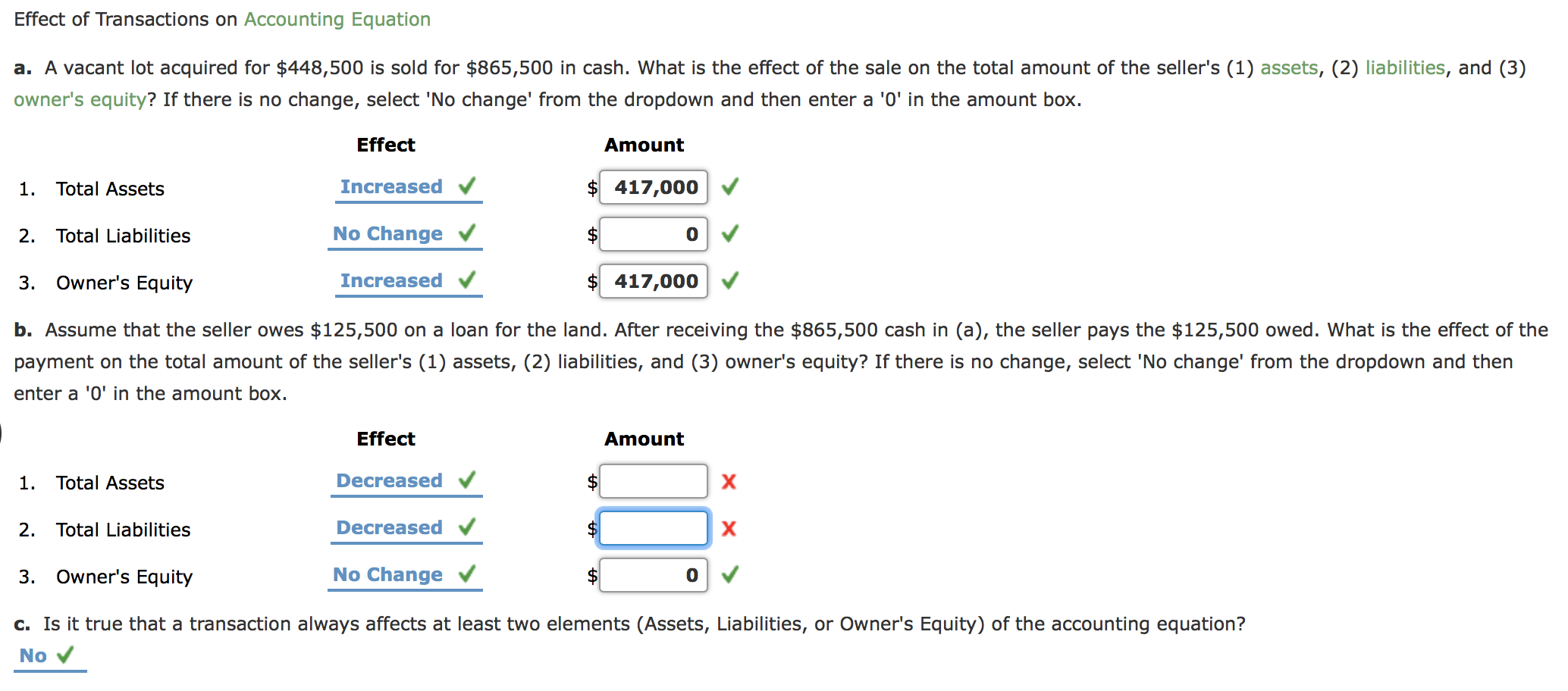 Solved Effect of Transactions on Accounting Equation a. A | Chegg.com
