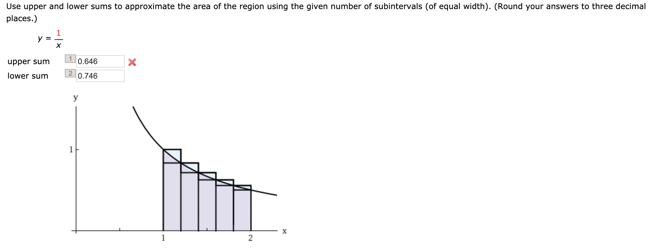 Solved Use upper and lower sums to approximate the area of | Chegg.com