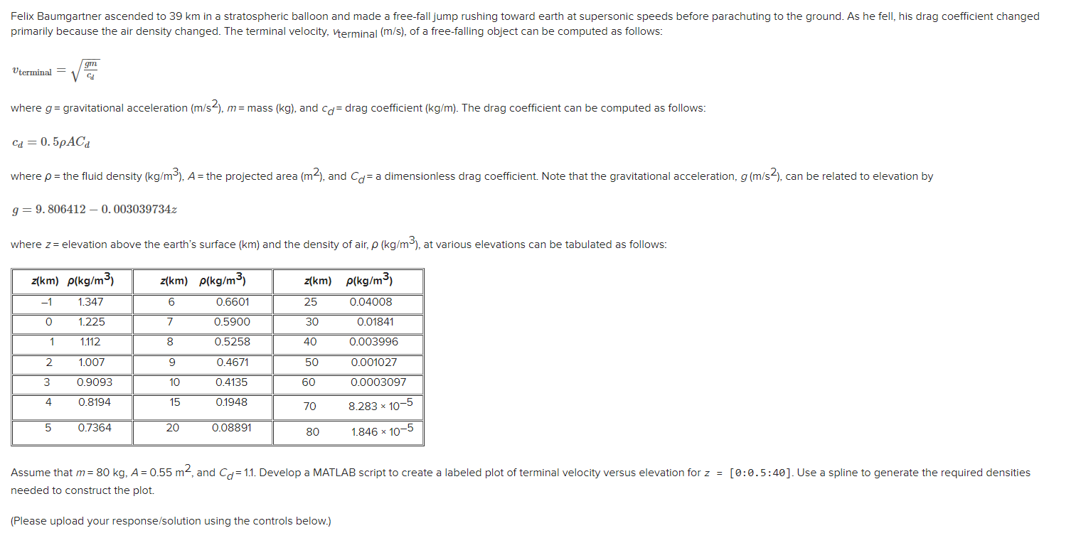 Solved primarily because the air density changed. The | Chegg.com