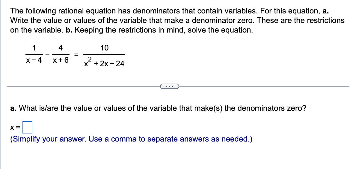 Solved The following rational equation has denominators that | Chegg.com