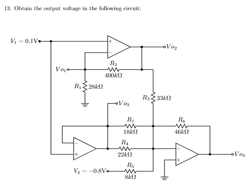 Solved 13. Obtain the output voltage in the following | Chegg.com