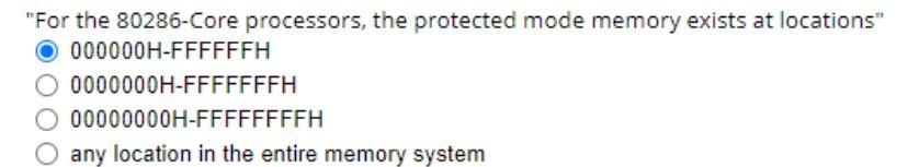Solved "For the 80286-Core processors, the protected mode | Chegg.com
