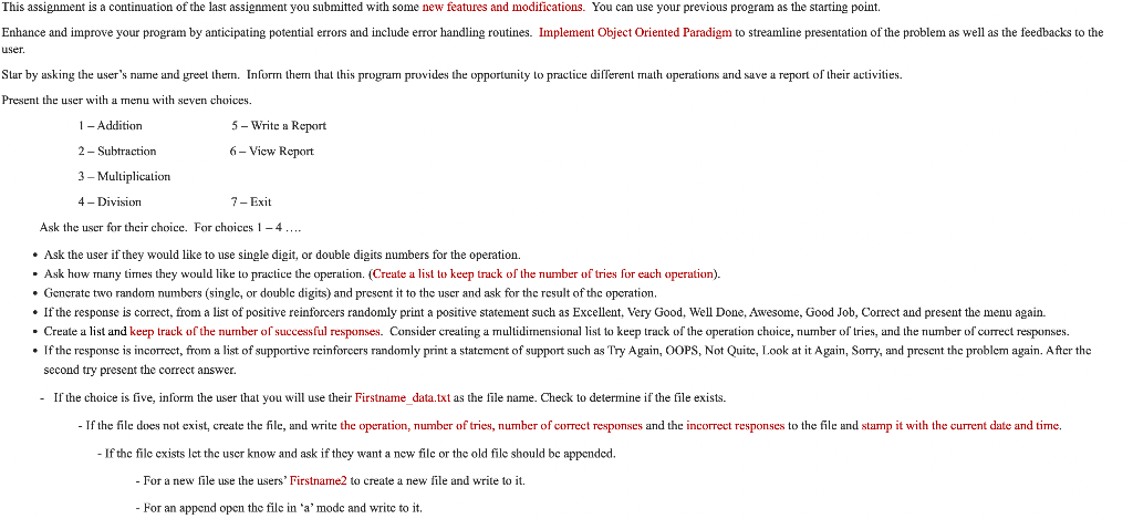 Solved his assignment is a continuation of the last | Chegg.com