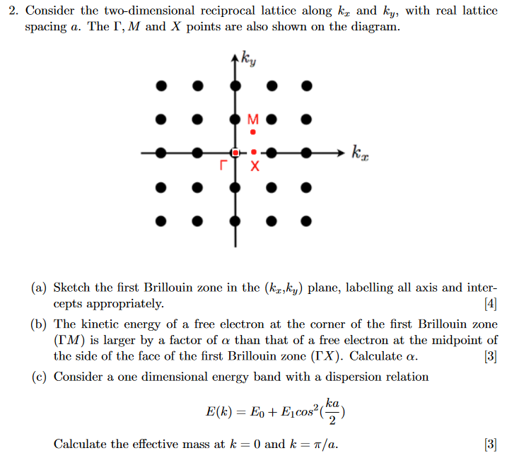 Solved 2. Consider the two-dimensional reciprocal lattice | Chegg.com
