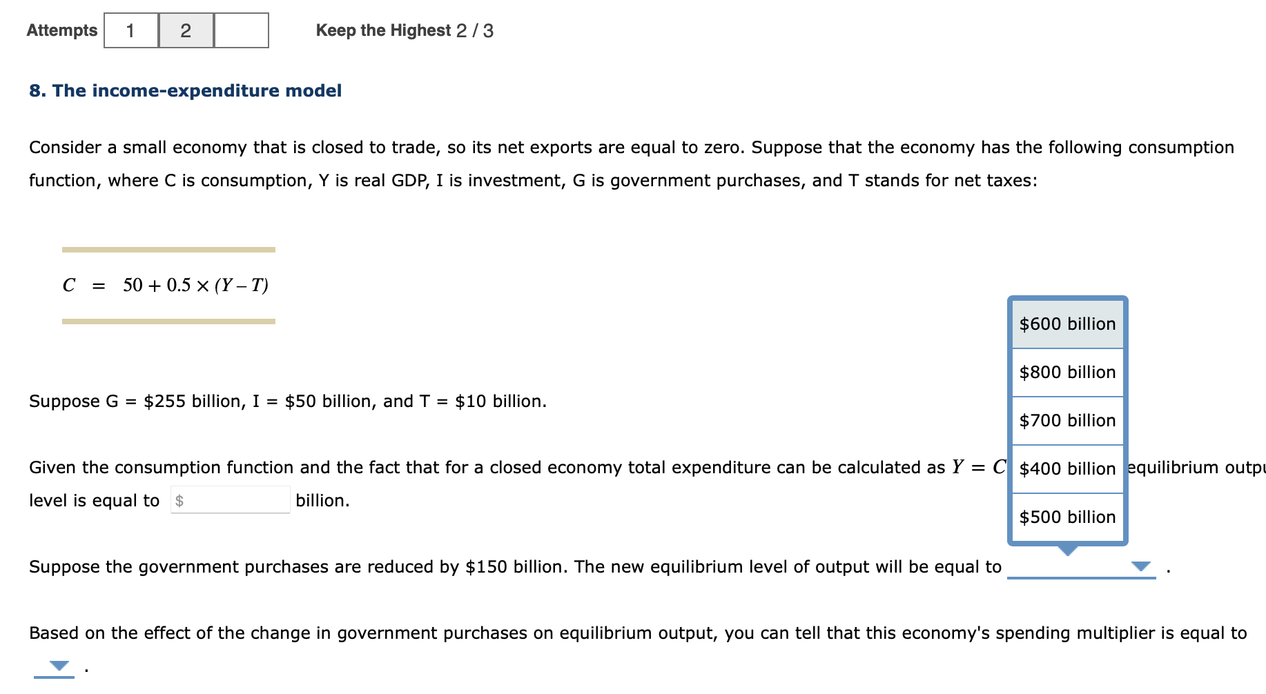 Solved 8. The income-expenditure model Consider a small | Chegg.com