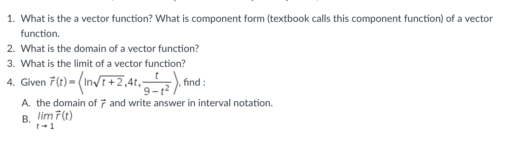 Solved 1. What is the a vector function? What is component | Chegg.com