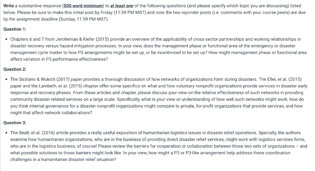 Solved Write a substantive response (500 word minimum) to at | Chegg.com
