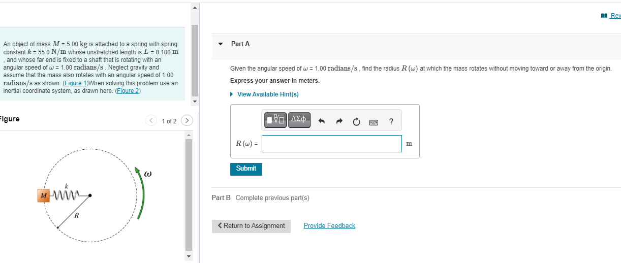 Solved Given the angular speed of \omega ﻿ = 1.00 | Chegg.com