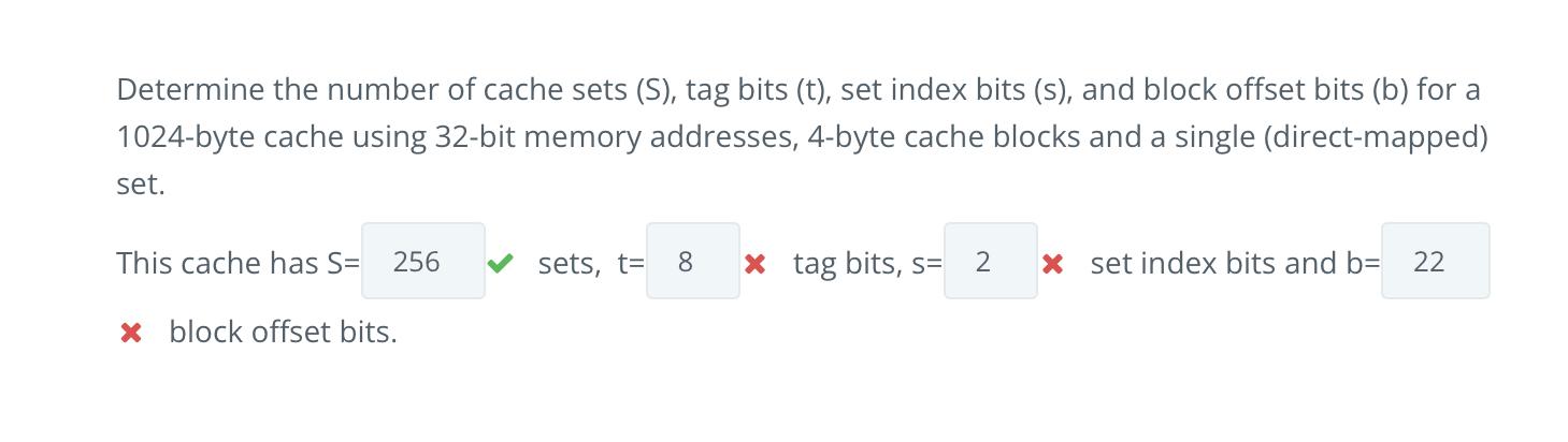 Solved Determine the number of cache sets (S), tag bits (t), | Chegg.com Solved Determine the number of cache sets (S), tag bits (t), | Chegg.com