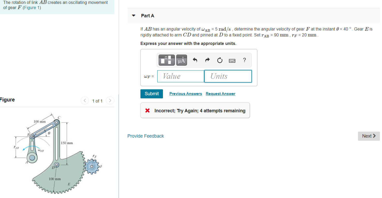 Solved The Rotation Of Link Ab Creates An Oscillating