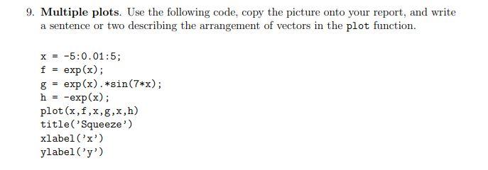Solved 9. Multiple plots. Use the following code, copy the | Chegg.com
