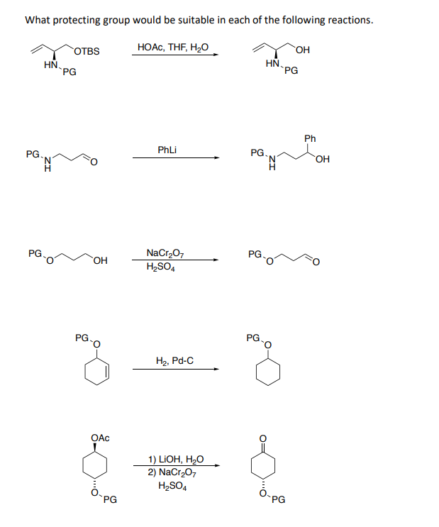 Solved What protecting group would be suitable in each of | Chegg.com