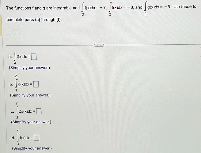 The functions f ﻿and g ﻿are integrable and | Chegg.com