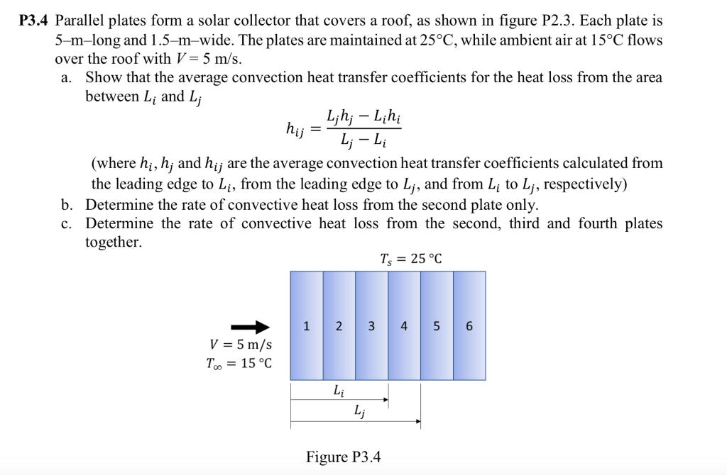 Solved P3.4 Parallel plates form a solar collector that | Chegg.com