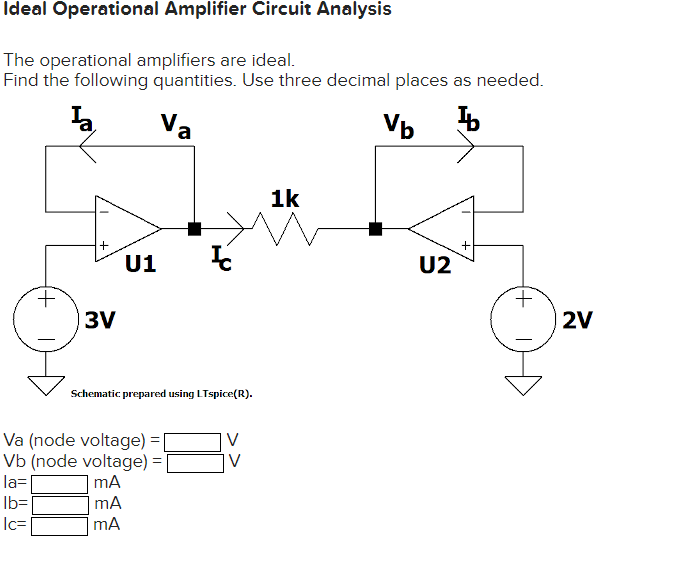 Solved Ideal Operational Amplifier Circuit Analysis The | Chegg.com