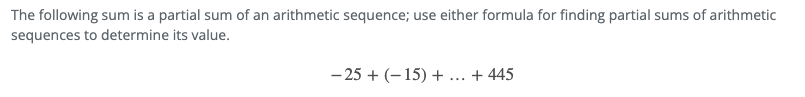 Solved The following sum is a partial sum of an arithmetic | Chegg.com