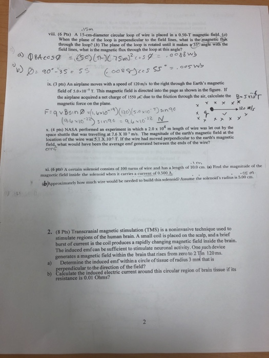 Solved 15m vii. (6 Pts) A 15-cm-diameter circular loop of | Chegg.com