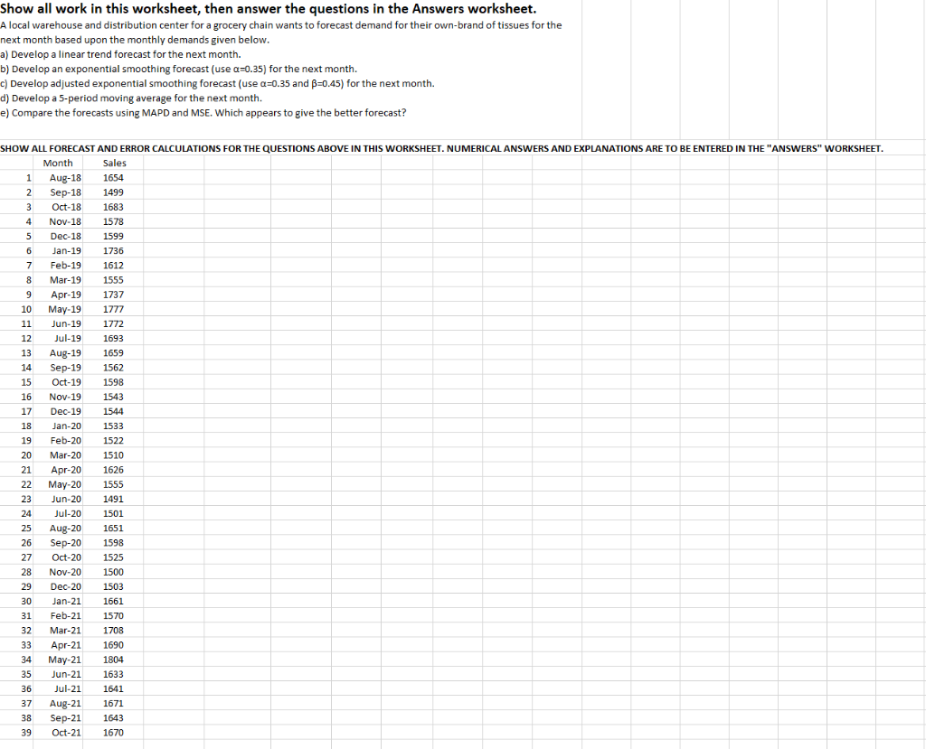 Solved Show all work in this worksheet, then answer the | Chegg.com