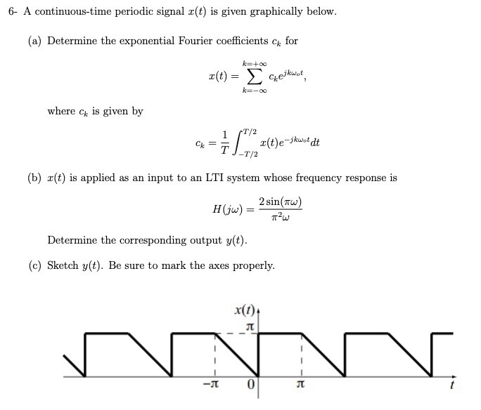 Solved 6- A continuous-time periodic signal r(t) is given | Chegg.com
