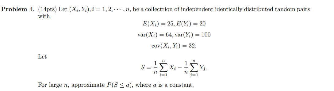 m 4. (14pts) Let (Xi,Yi),i=1,2,⋯,n, be a collectrion | Chegg.com