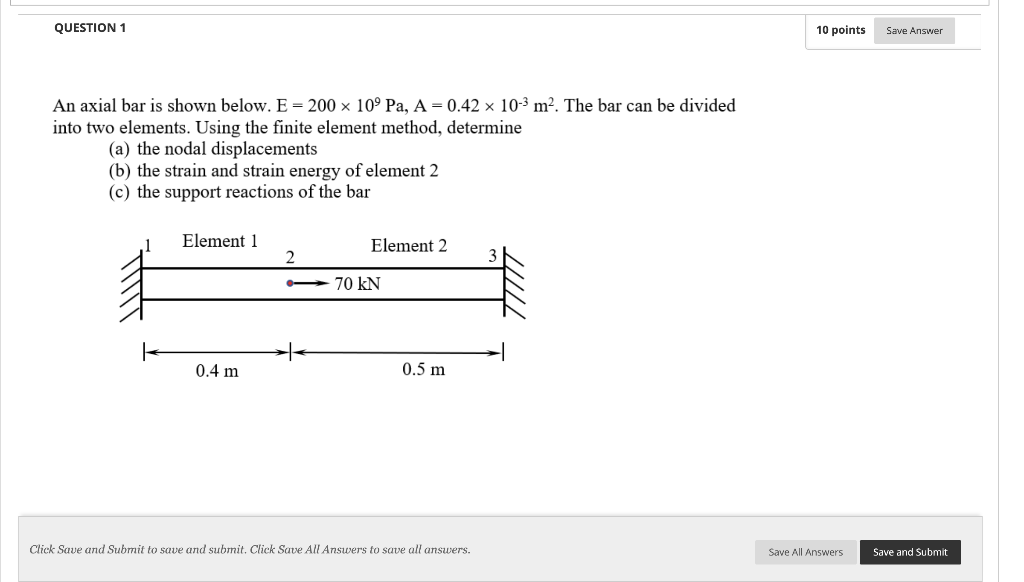 Solved An axial bar is shown below. E=200×109 Pa, | Chegg.com