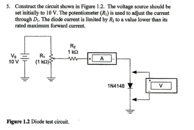 Solved 5. Construct the circuit shown in Figure 1.2. The | Chegg.com