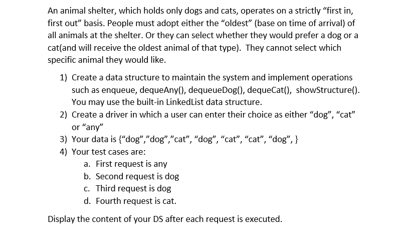 Solved An animal shelter, which holds only dogs and cats, | Chegg.com