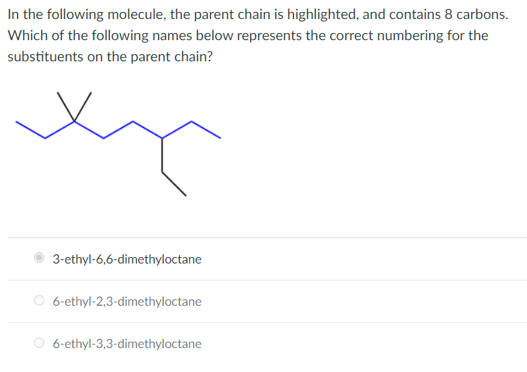 Solved Identify the name of the parent chain for the | Chegg.com