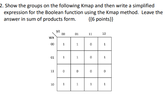 Solved 2. Show the groups on the following Kmap and then | Chegg.com