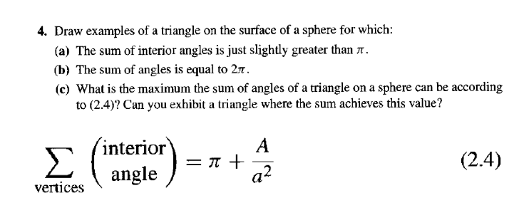 Solved 4. Draw examples of a triangle on the surface of a | Chegg.com