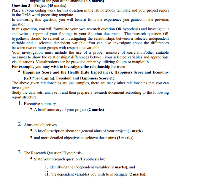 Solved Question 3 - Project (45 marks) Place all your coding | Chegg.com