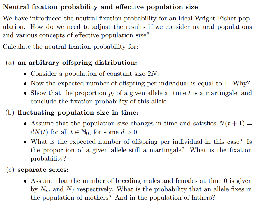 Solved Neutral fixation probability and effective population | Chegg.com