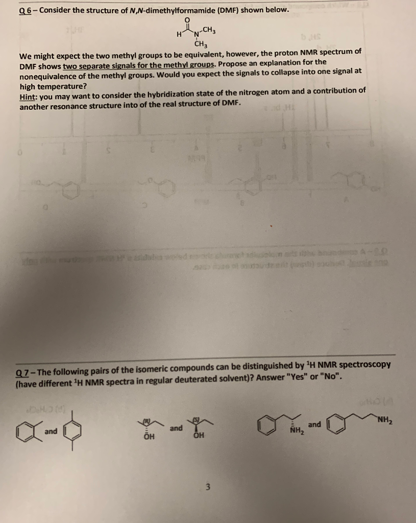 Solved 06 - Consider the structure of N,N-dimethylformamide | Chegg.com