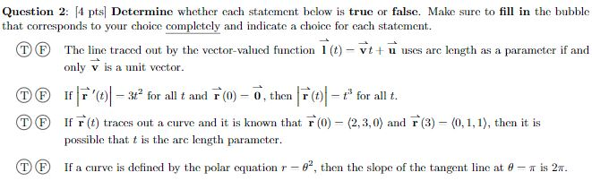 Solved Question 2: (4 ptsDetermine whether cach statement | Chegg.com