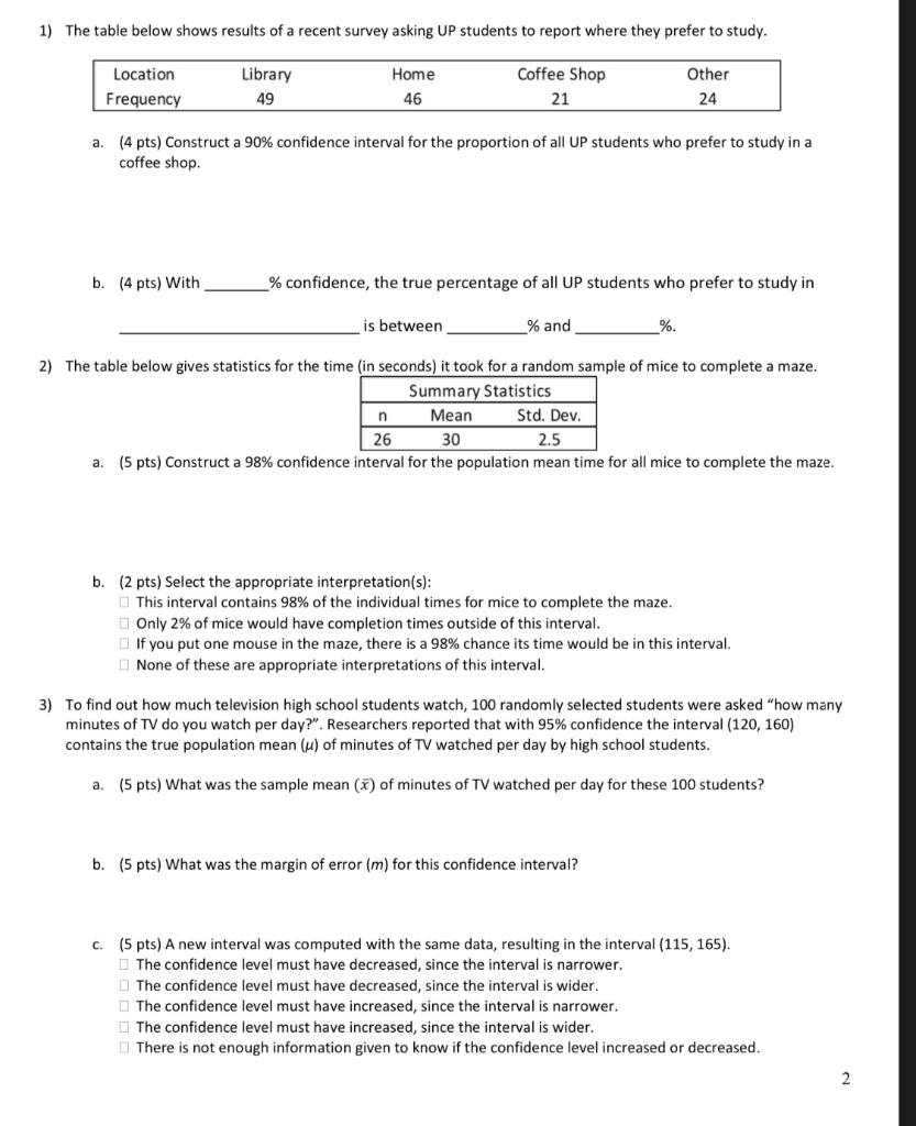 Solved 1) The table below shows results of a recent survey | Chegg.com