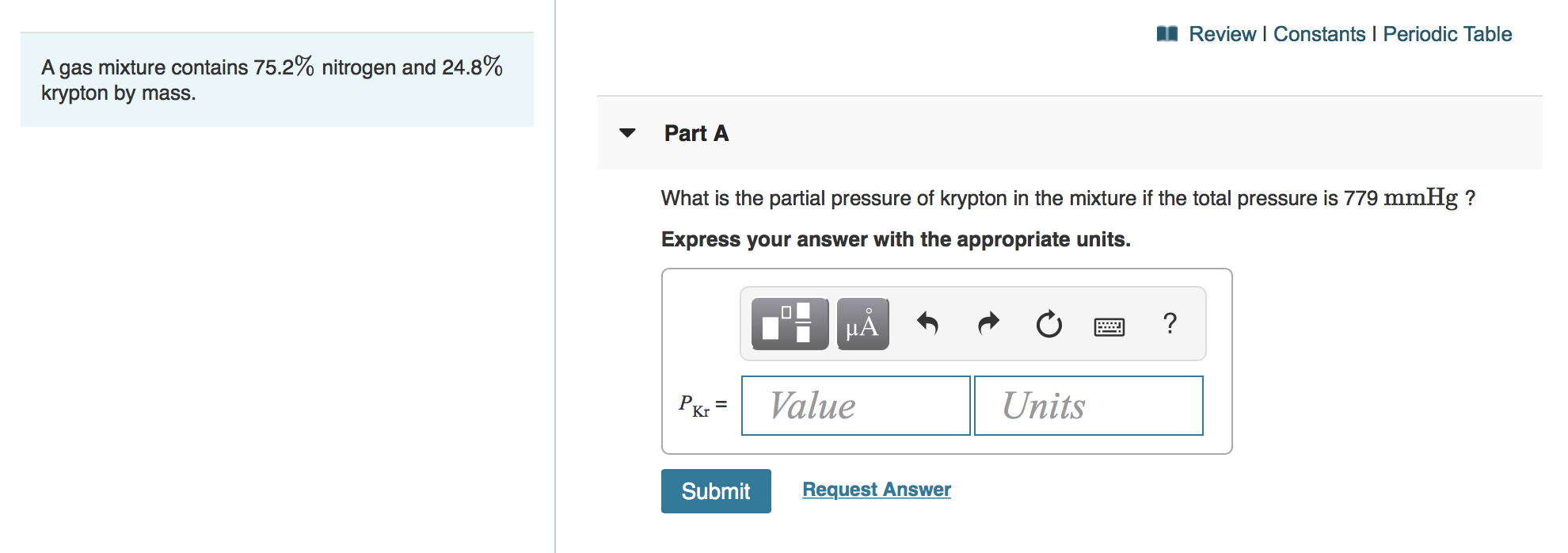 Solved II Review | Constants | Periodic Table A gas mixture | Chegg.com