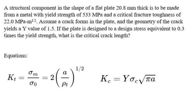 Solved A structural component in the shape of a flat plate | Chegg.com