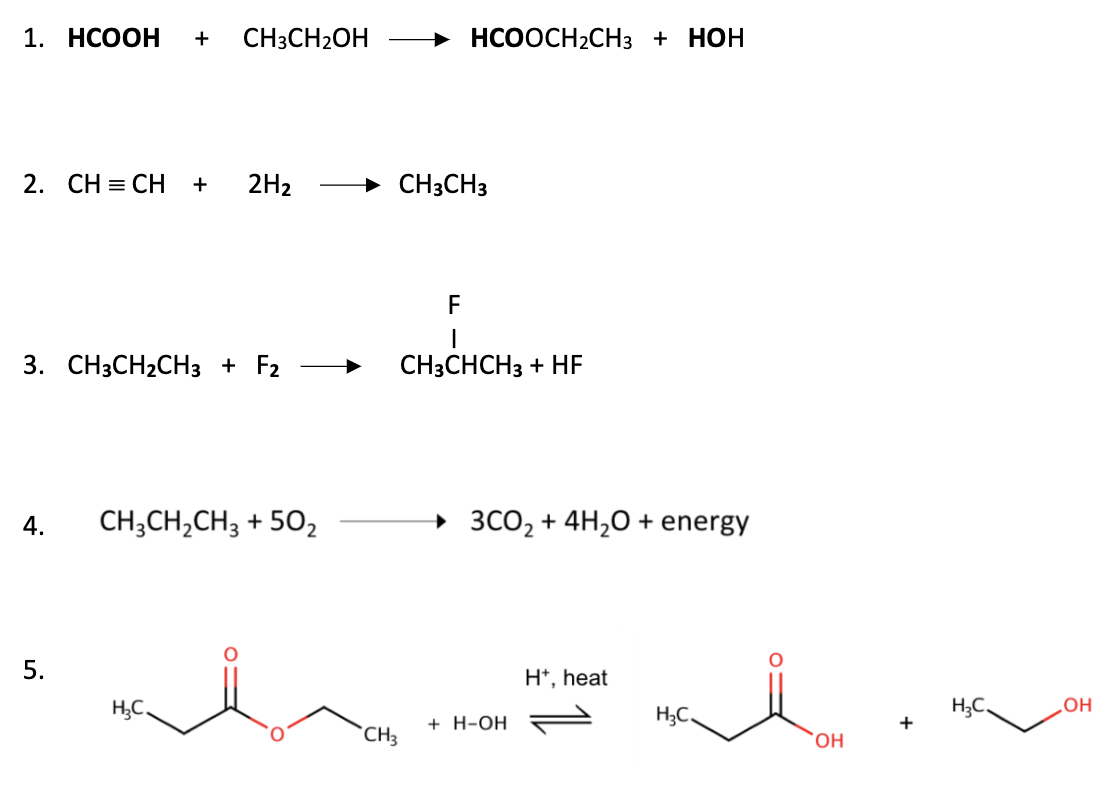 Solved Part I: Name the following Reaction Types and also | Chegg.com