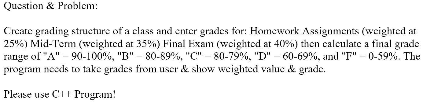 Solved Create grading structure of a class and enter grades | Chegg.com