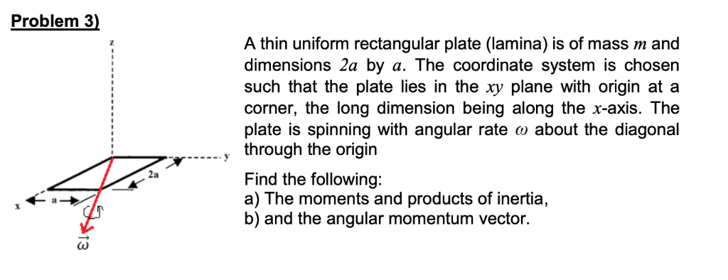 Solved Problem 3 A thin uniform rectangular plate (lamina) | Chegg.com