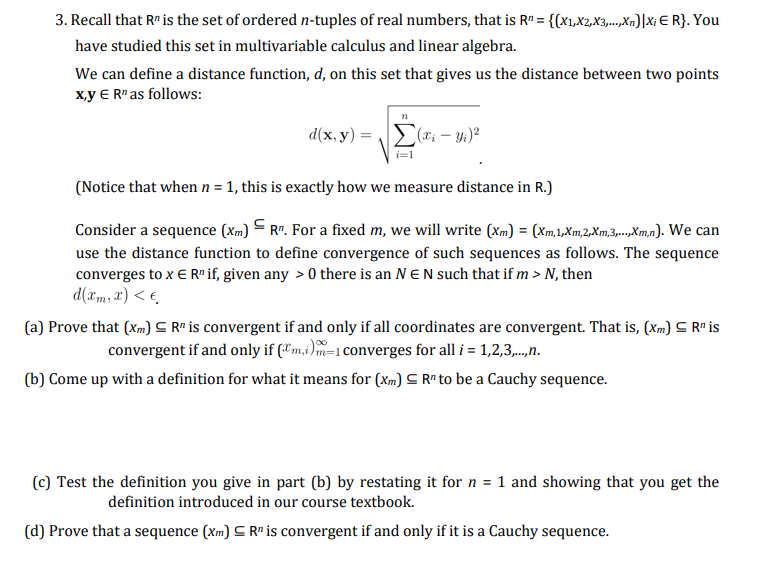 Solved 3. Recall that Rn is the set of ordered n-tuples of | Chegg.com