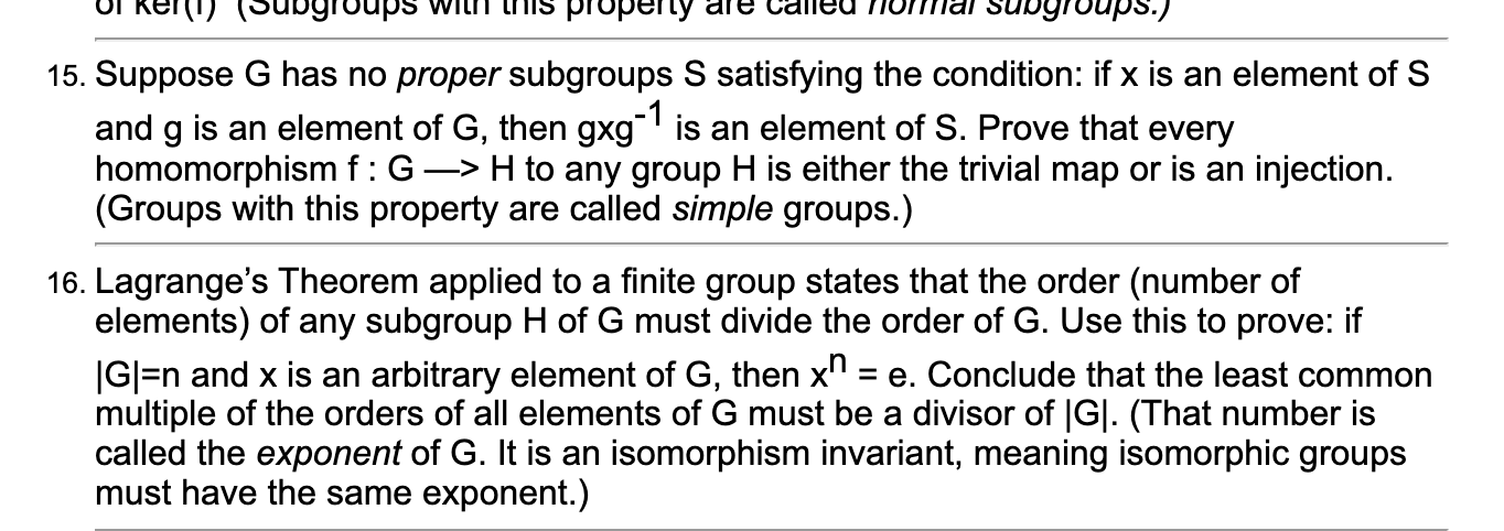 Solved roups WILIT LII properly groups.) 15. Suppose G has | Chegg.com