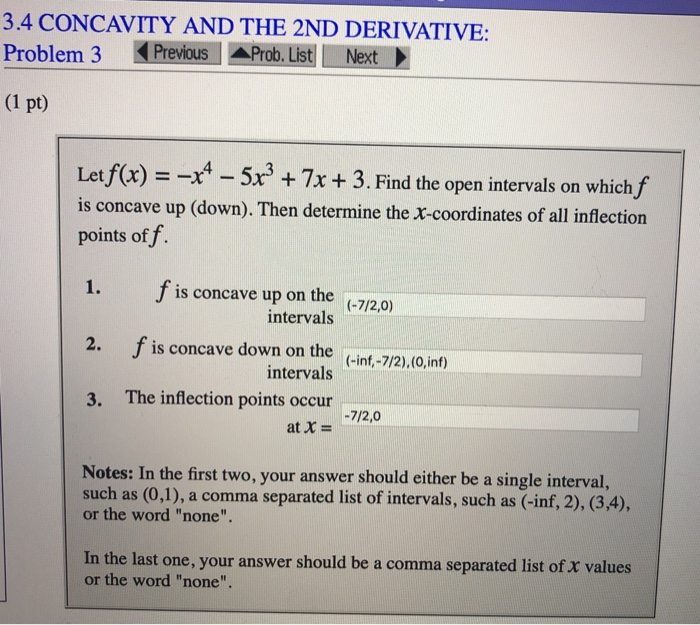 Solved 3.4 CONCAVITY AND THE 2ND DERIVATIVE Problem 3 | Chegg.com
