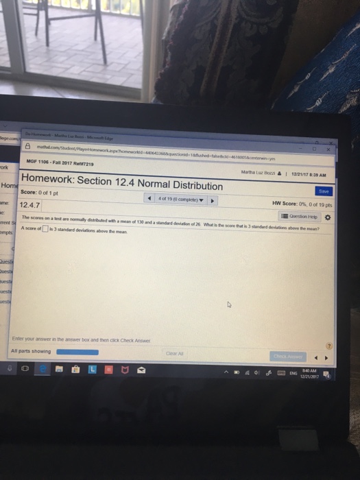 Solved 凸 Mgf 1106 Fall 2017 Ret 7 219 Homework Section 12 4