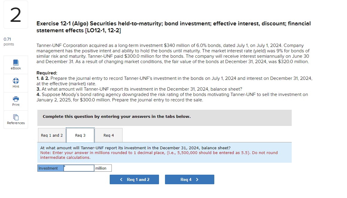 Solved Exercise 12-1 (Algo) Securities held-to-maturity; | Chegg.com