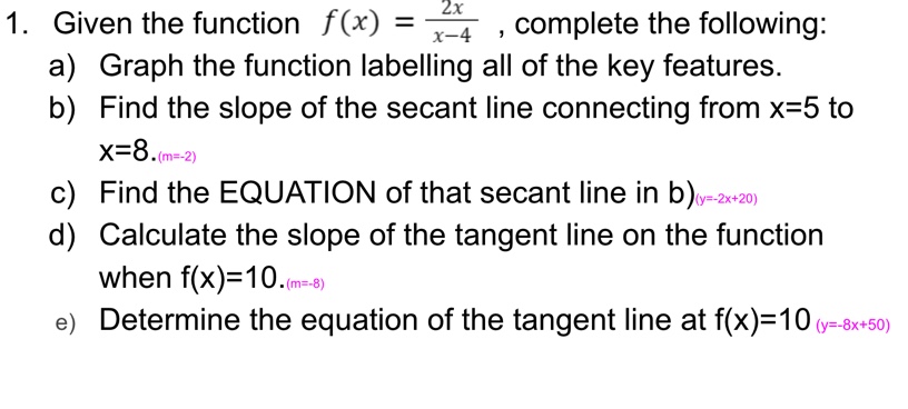 Solved 1 Given The Function Fxx−42x Complete The 
