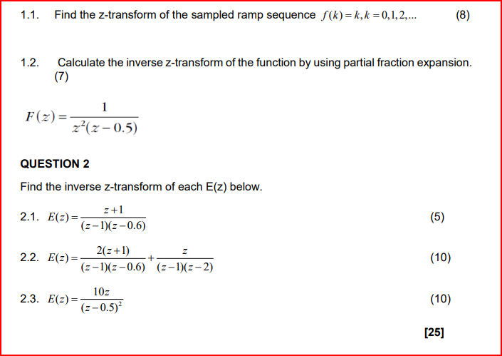Solved 1.1. ﻿Find the z-transform of the sampled ramp | Chegg.com
