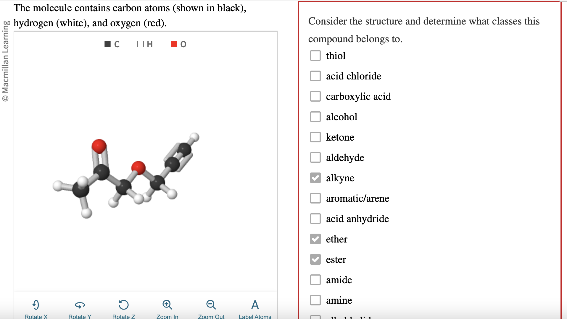 Solved The molecule contains carbon atoms (shown in | Chegg.com