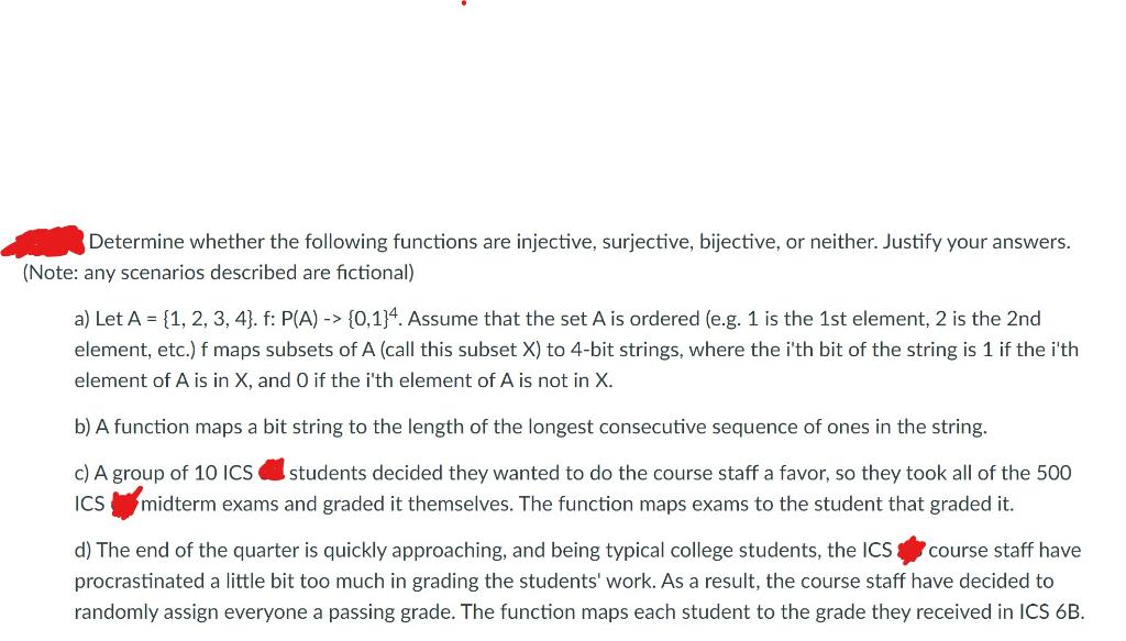 Solved Determine whether the following functions are | Chegg.com